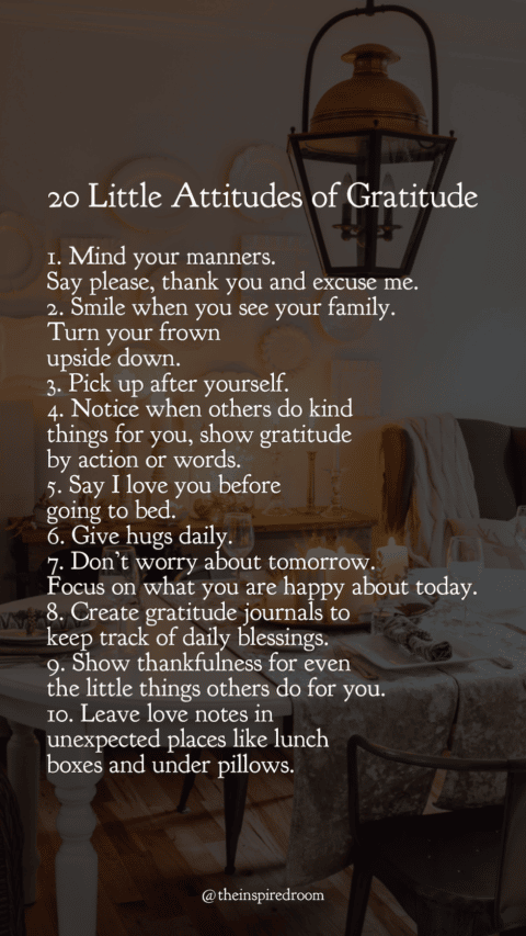 20 Little Attitudes of Gratitude List - The Inspired Room