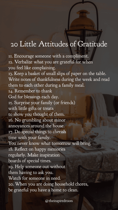20 Little Attitudes of Gratitude List - The Inspired Room